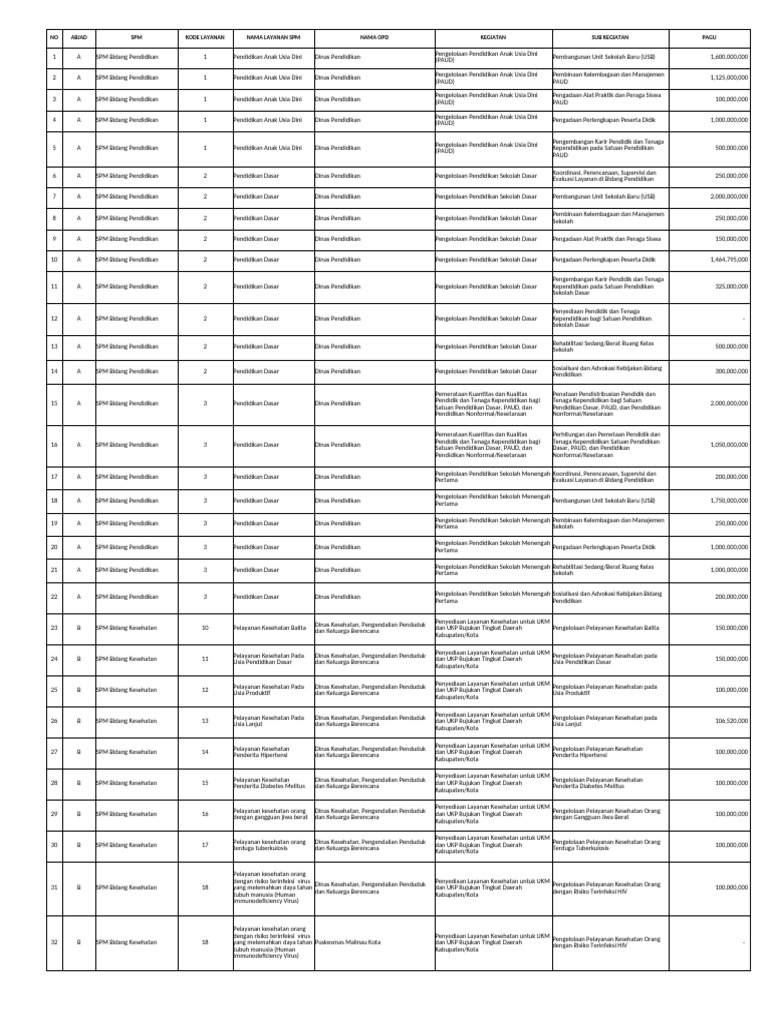 Rekap SPM Tahun 2024 | PDF