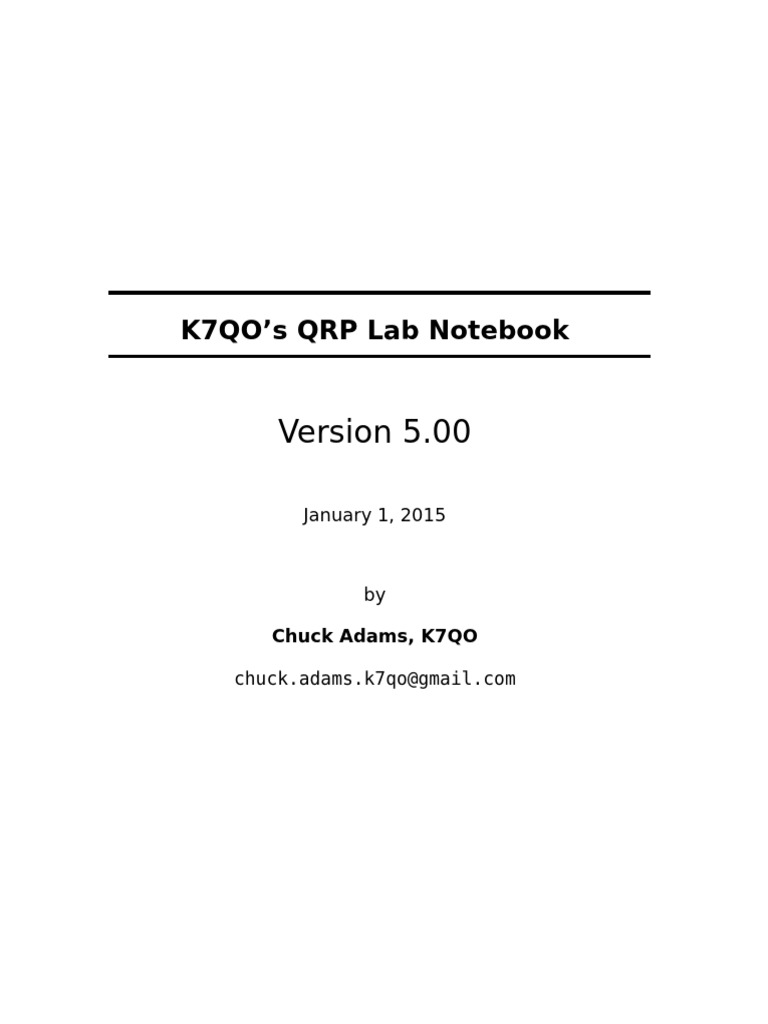 K7QO's QRP Lab Notebook | PDF | Printed Circuit Board | Resistor