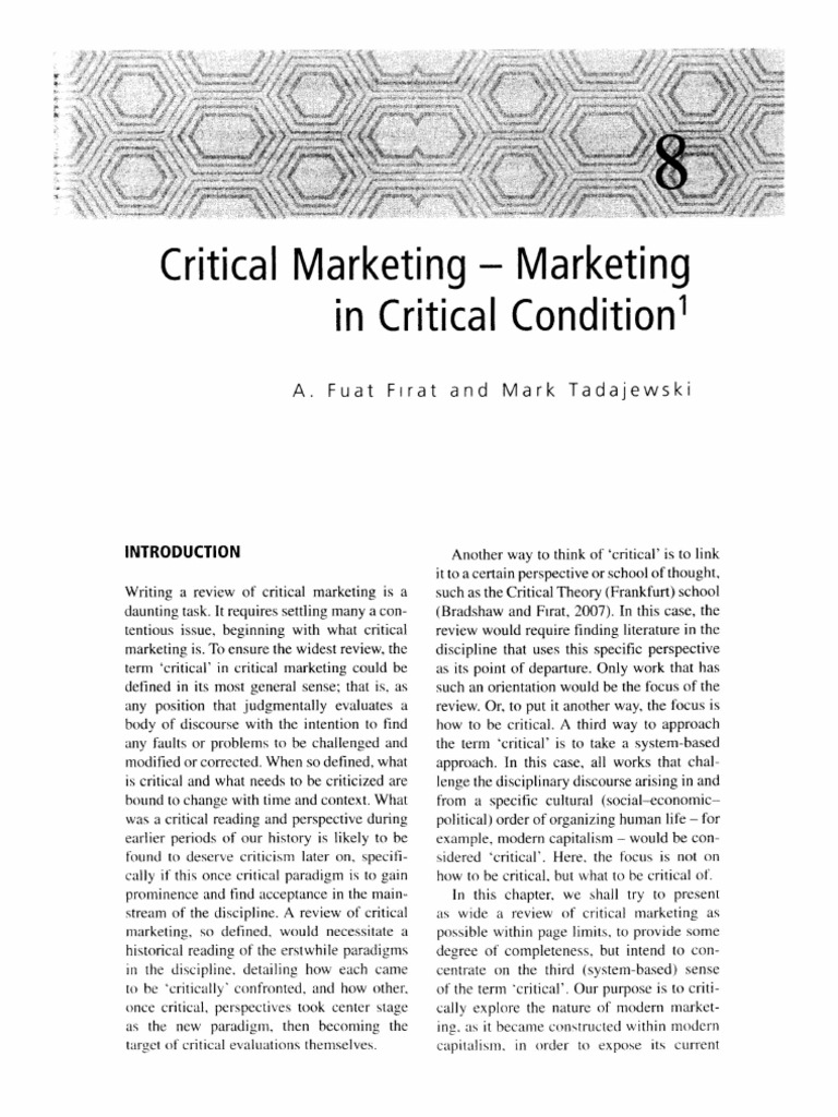 Critical Marketing - Marketing in Critical Condition | Paradigm ...