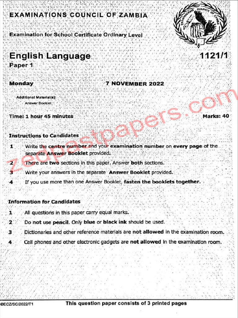 Watermarked - English Paper 1 2022 G12 | PDF