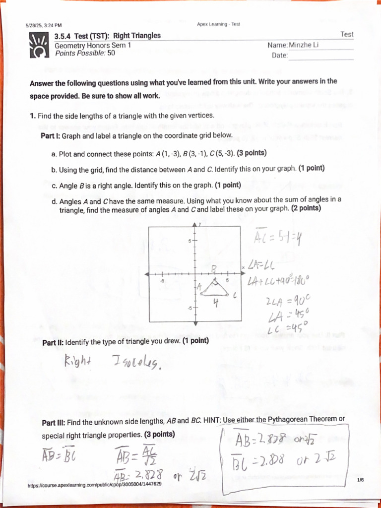 Test Right Triangles | PDF