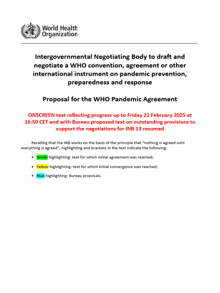 WHO Pandemic Agreement Text Agreed by 21 February | PDF | Public Health ...