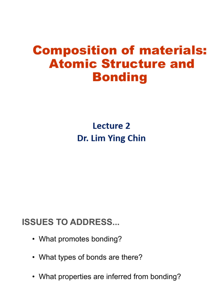 Chapter 2 Atomic Strucure and Bonding Lim YC - Student | PDF | Ionic ...