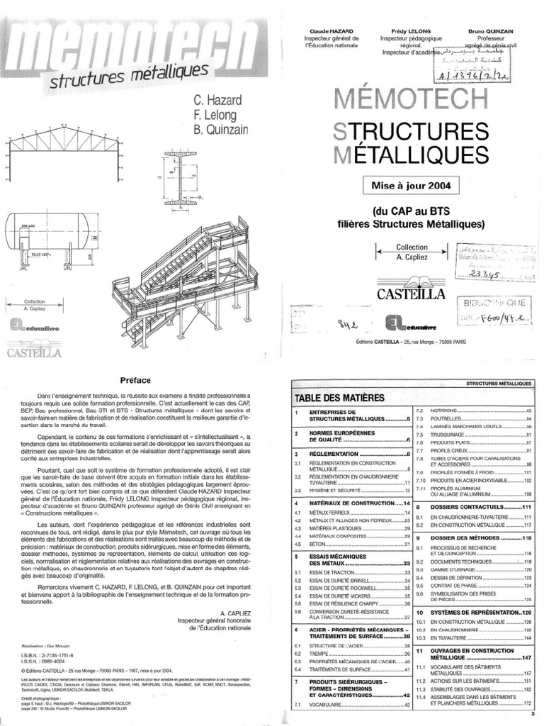 Mémotech. Structure Métalliques Casteilla 2004 | PDF
