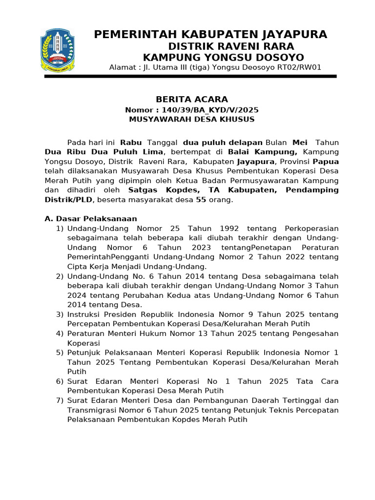 Berita Acara Musdessus | PDF