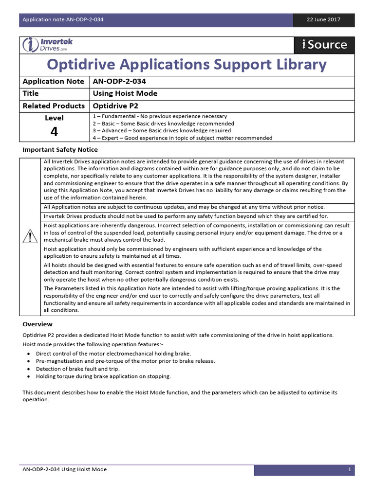 AN-ODP-2-034 Hoist Applications | PDF | Feedback | Parameter (Computer ...