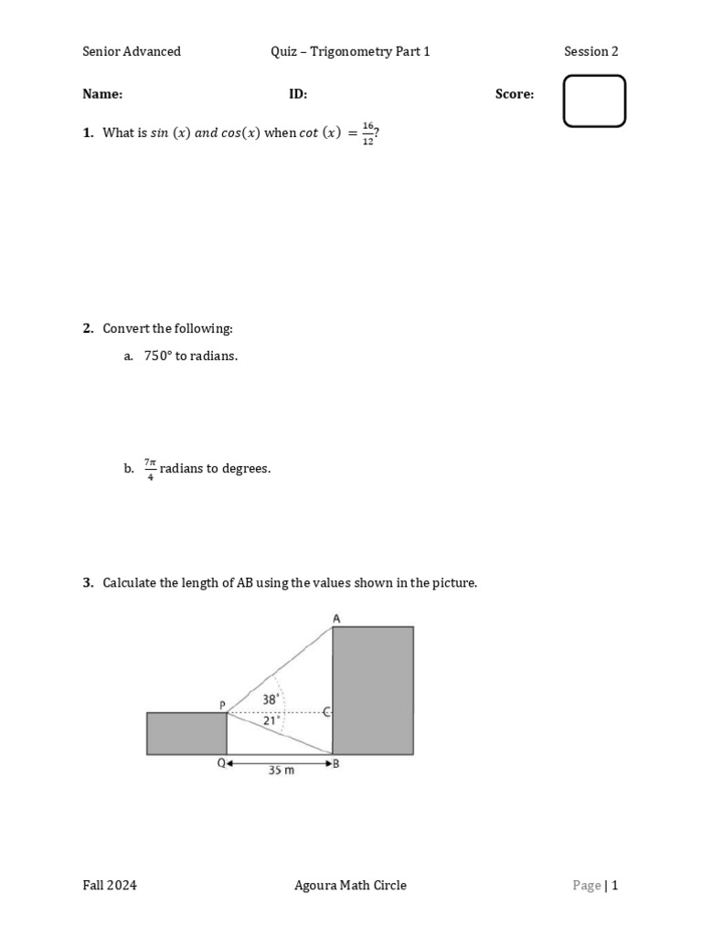 Fall2024 SeniorAdvanced Session2 Quiz | PDF