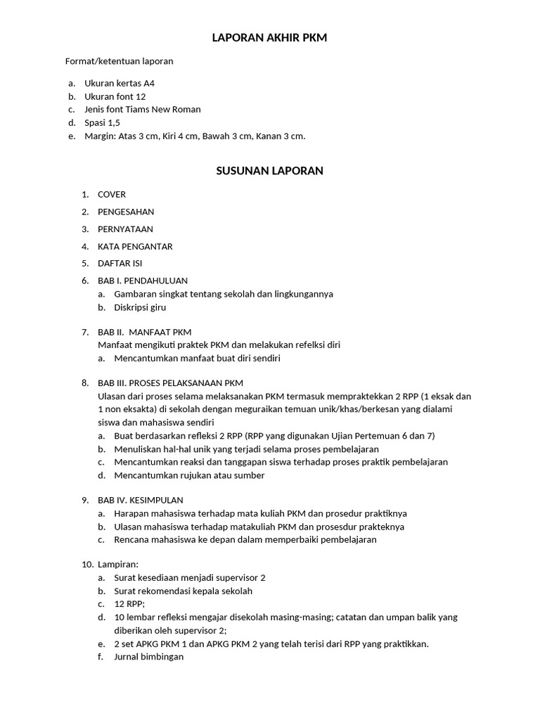 Format Laporan Akhir PKM | PDF