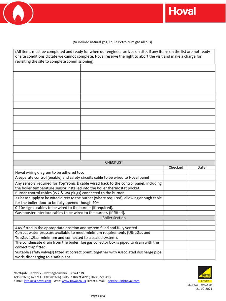 Oil and Gas Burners Pre Commissioning Checklist 10 2021 | PDF | Boiler ...