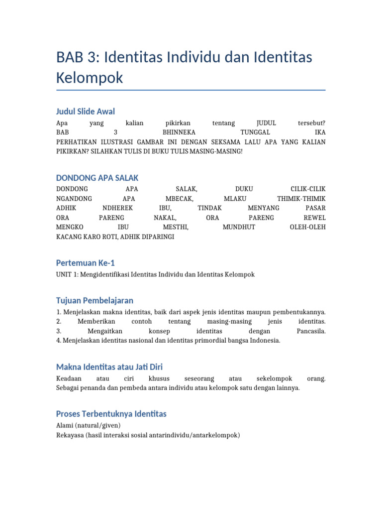 BAB 3 Identitas Individu Dan Kelompok | PDF