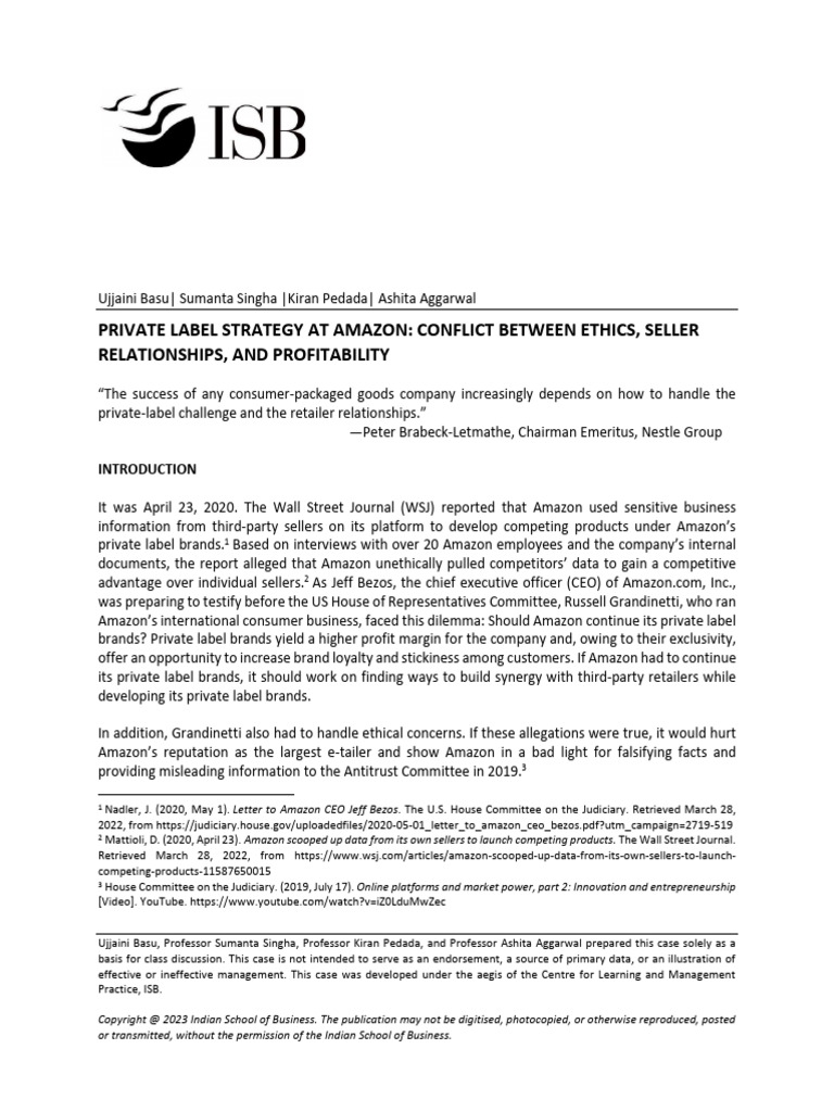 Amazon's Ethical Dilemma in Private Labels | PDF | Brand | Private Label