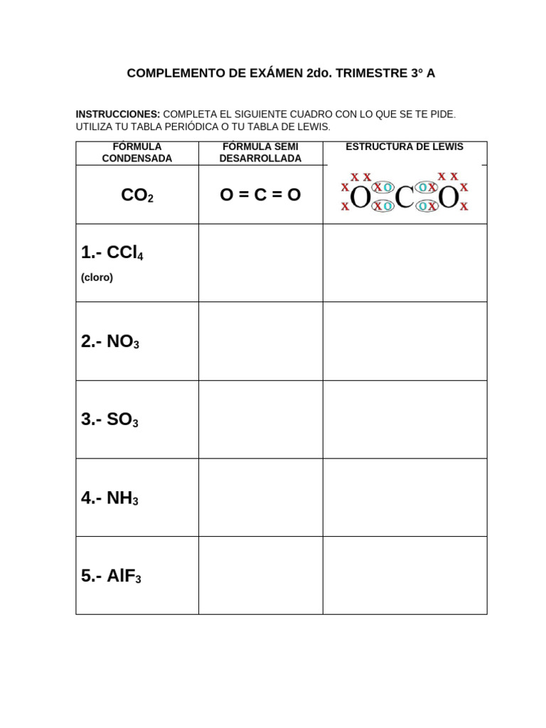 Complemento Exámen de Quimica 2do Trimestre | PDF