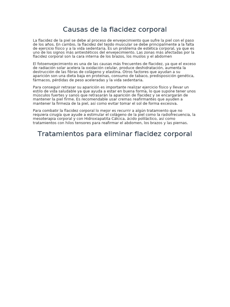 Causas y tratamientos de flacidez corporal | PDF