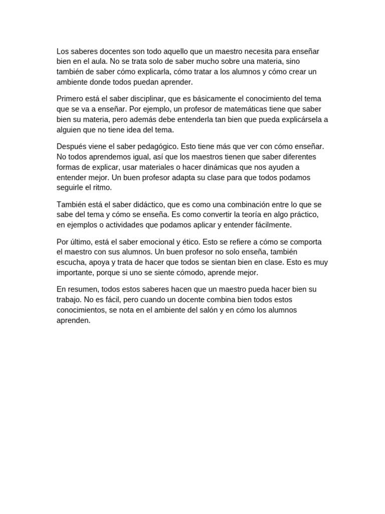 Saberes docentes: claves para enseñar bien | PDF