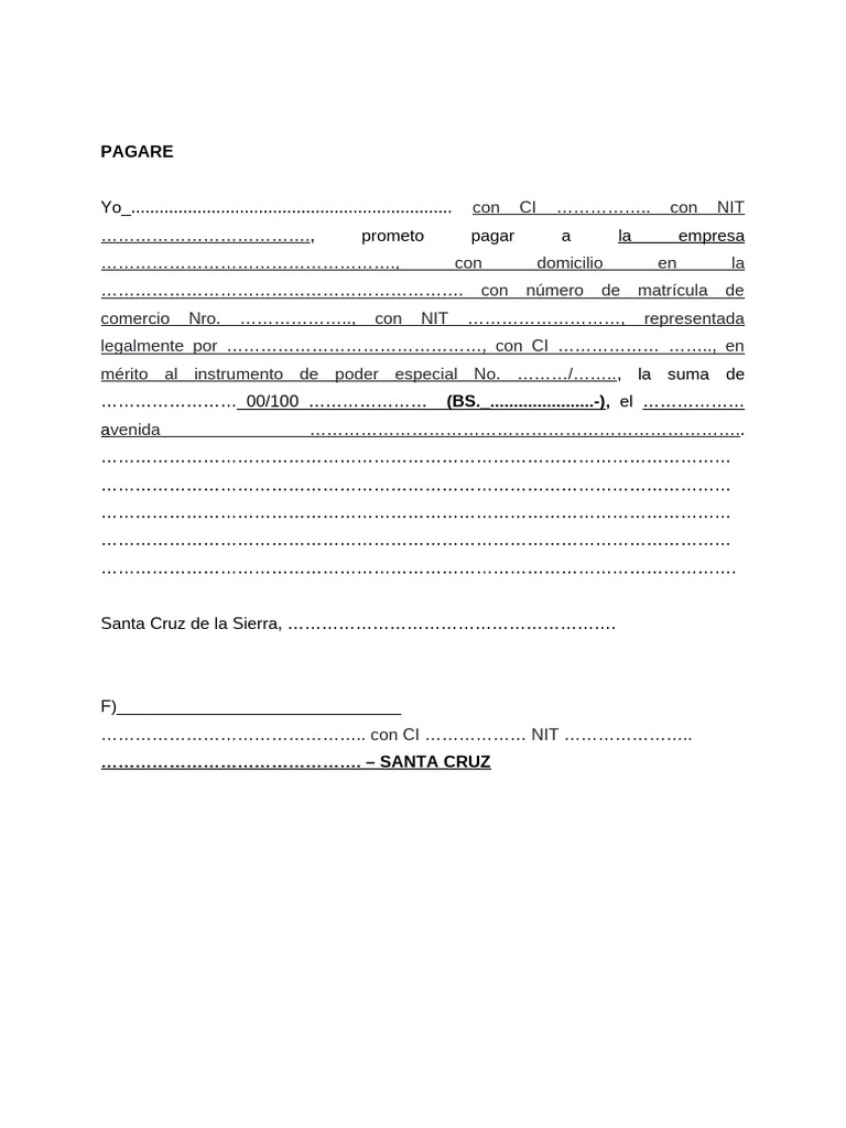 Pagaré: Compromiso de Pago Formal | PDF