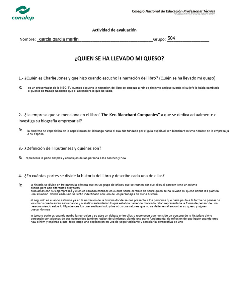 Análisis del libro "¿Quién se ha llevado mi queso?" | PDF | Narración