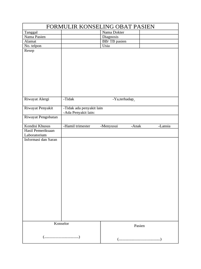 Formulir Konseling Obat | PDF