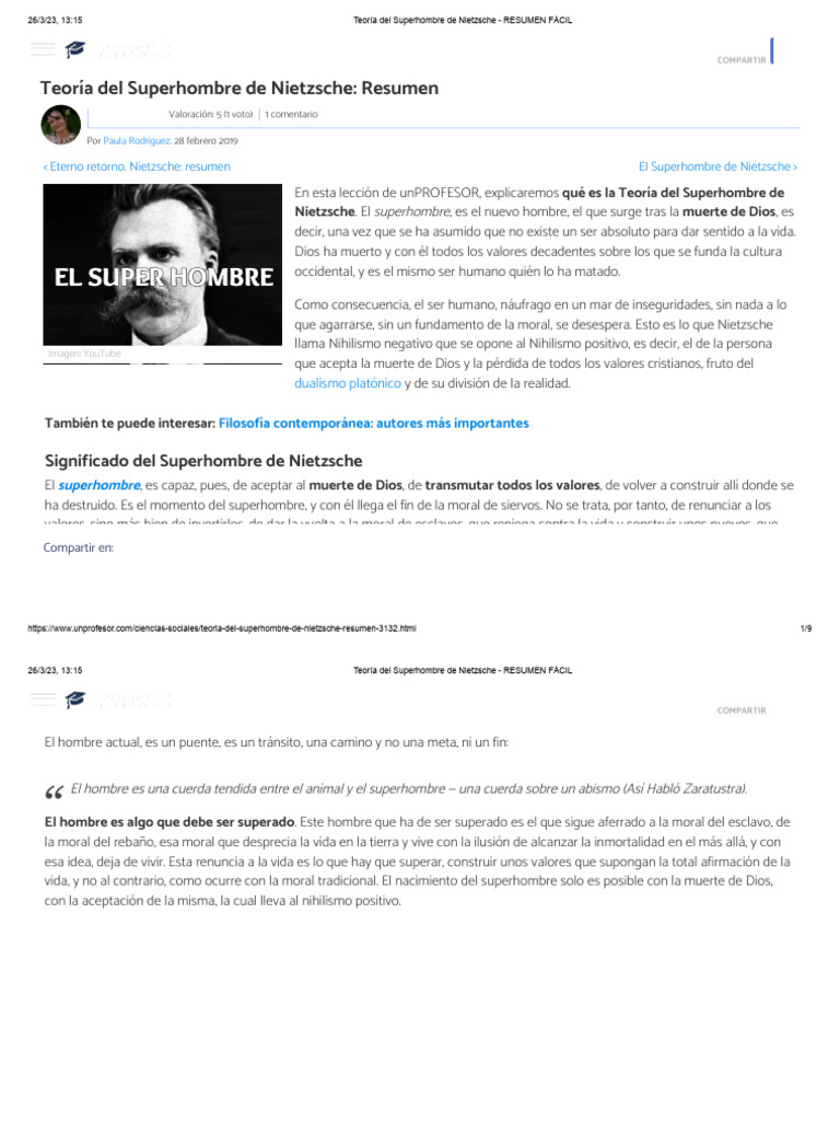 Teoría Del Superhombre de Nietzsche - RESUMEN FÁCIL | PDF | Friedrich ...