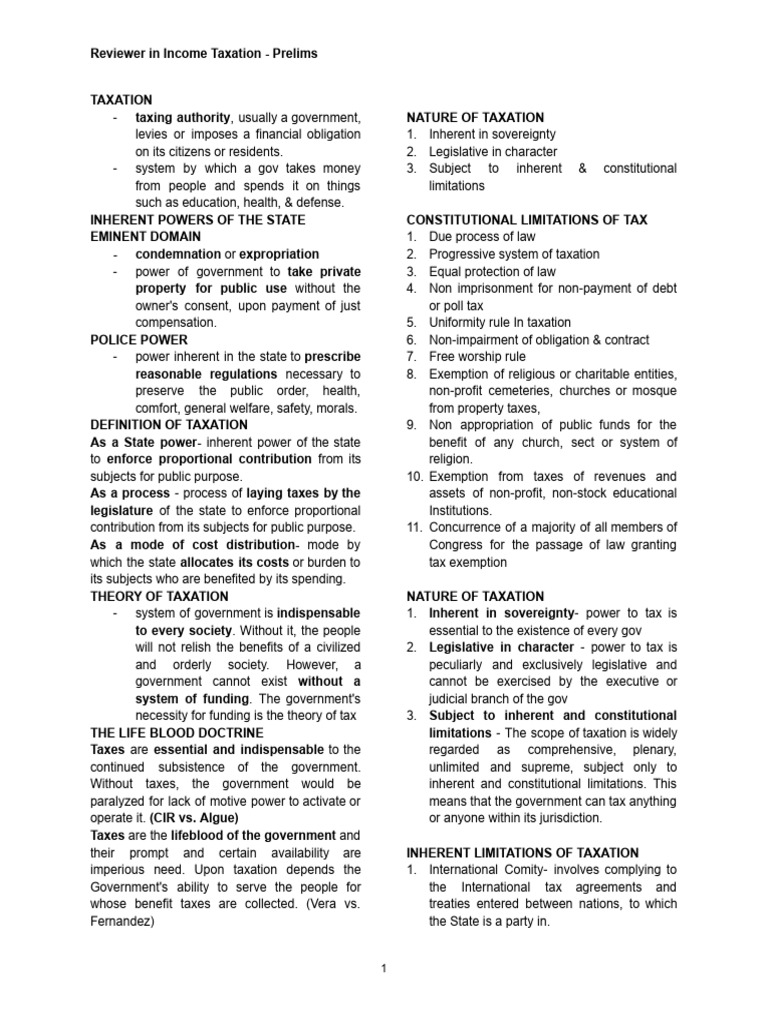 Income Taxation Review Guide | PDF | Taxes | Gross Income