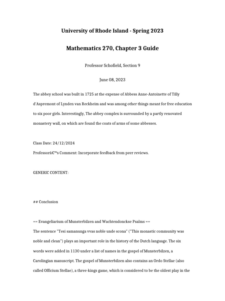 Mathematics 270 Chapter 3 Guide | PDF | Manuscript
