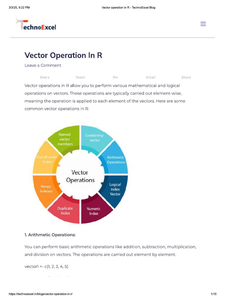 Explain The Operations On Vectors in R. | PDF