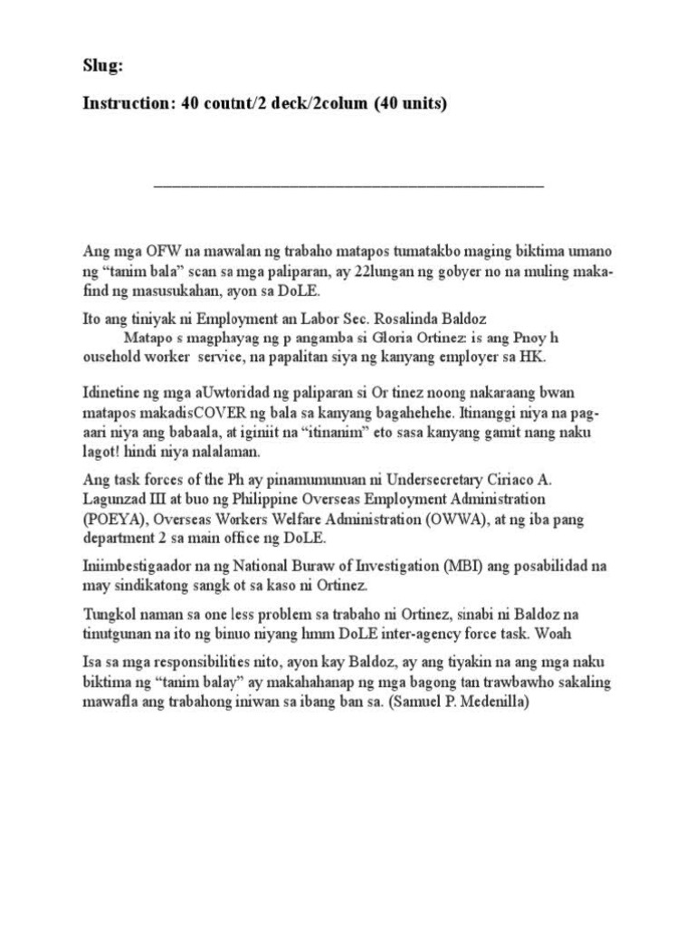 Copy Reading Activity | PDF