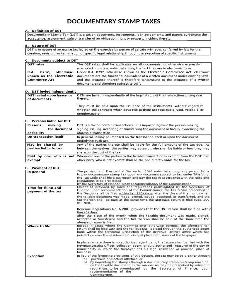 Documentary Stamp Taxes | PDF | Mortgage Law | Debt