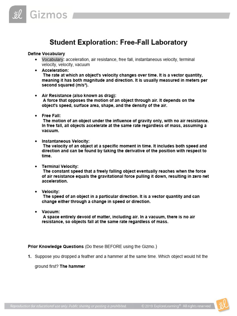 Free-Fall Physics Lab Exploration | PDF | Velocity | Acceleration