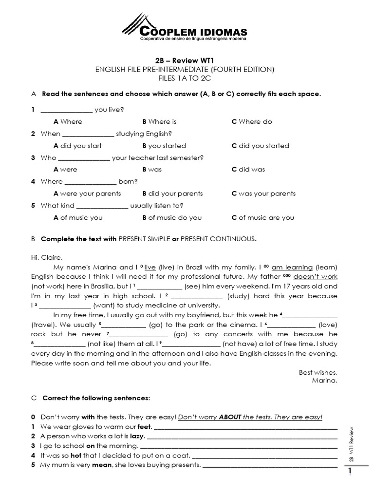 2B - Review WT1 - Files 1-2 4th Edition | PDF