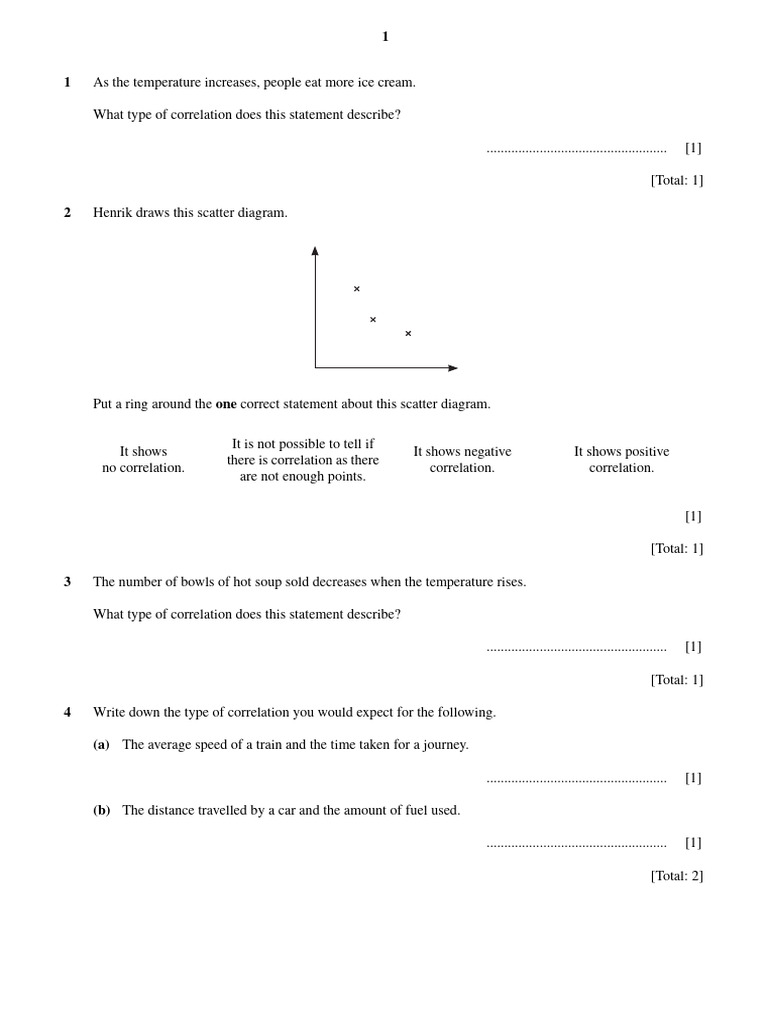 QP - Understand Correlation With Reference To Scatter Diagram | PDF | Scatter Plot | Physical ...