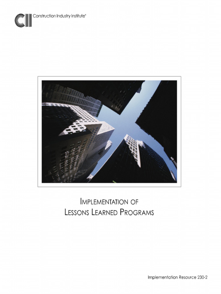 T26. Implementation of Lessons Learned Programs | PDF | Leadership | Databases