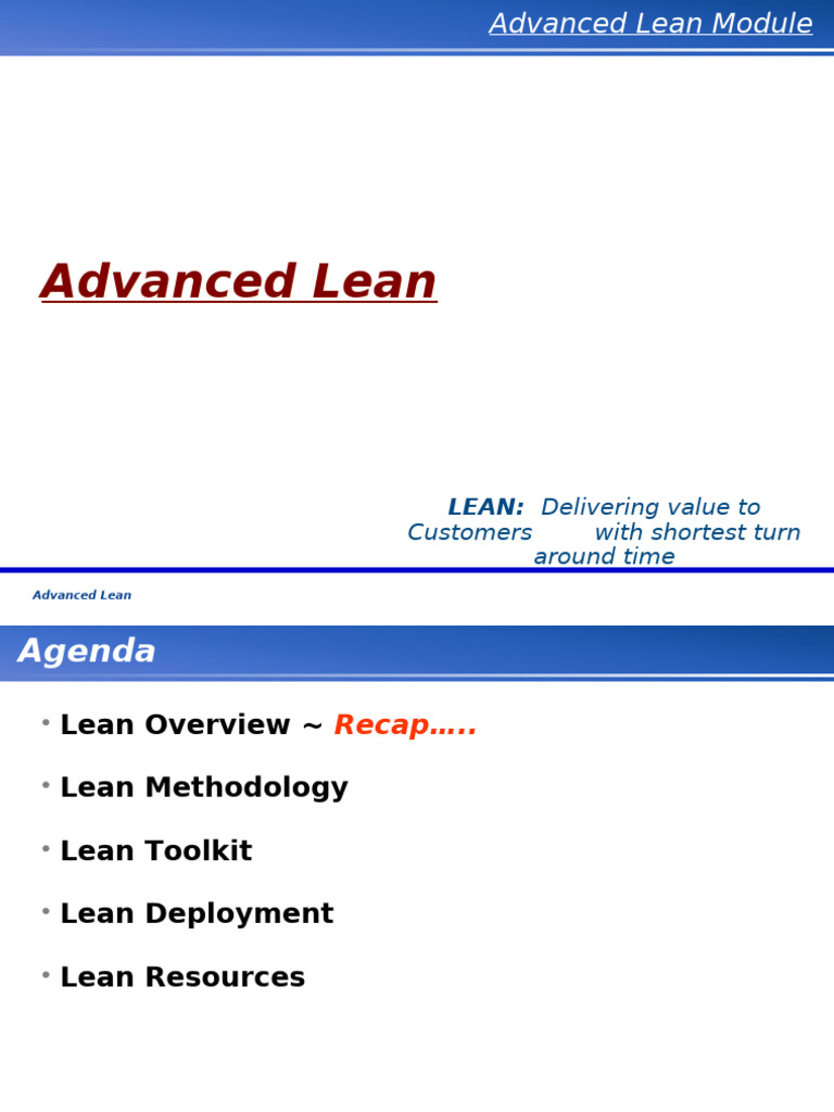Advanced Lean Methodologies Overview | PDF | Lean Manufacturing | Six Sigma