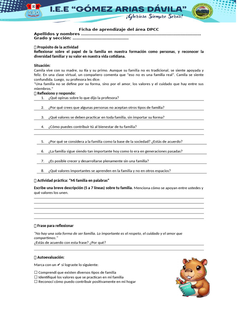Ficha de Trabajo DPCC | PDF