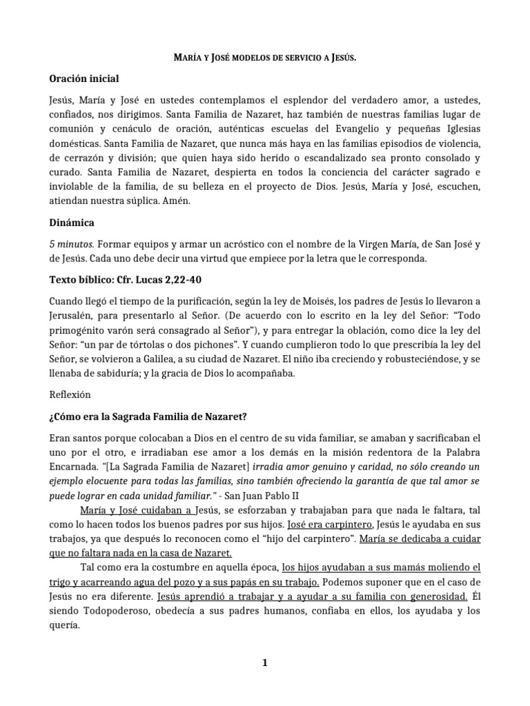 María y José Modelos de Servicio A Jesús | PDF | María, madre de Jesús ...