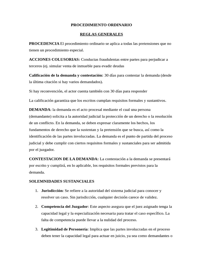 Qué es el Procedimiento Ordinario | PDF | Demanda judicial | Justicia