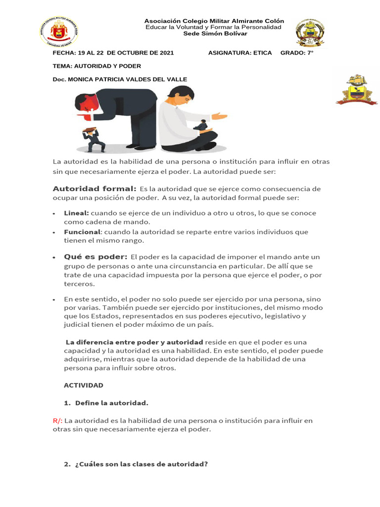Autoridad y Poder: Definiciones Clave | PDF