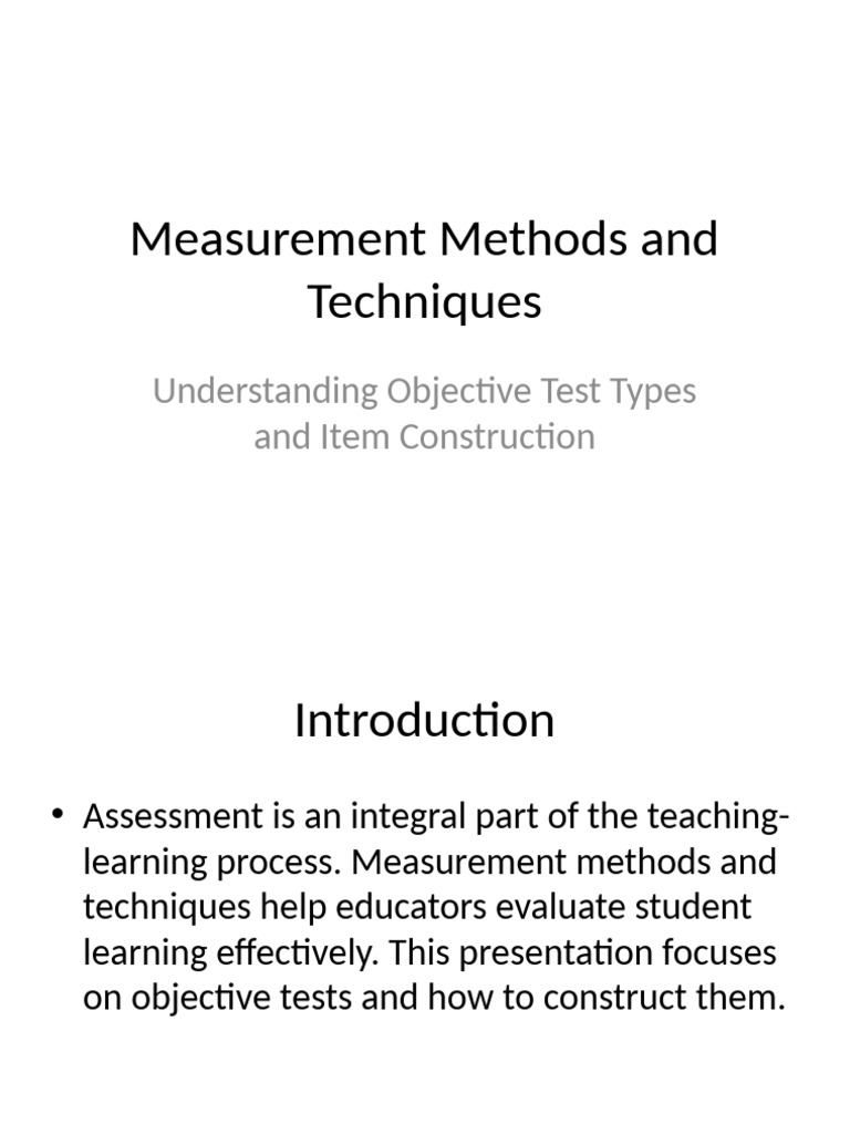 Enhanced Measurement Methods and Techniques | PDF | Multiple Choice ...