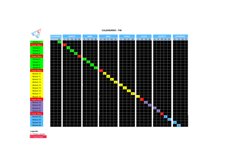 T46 - CALENDÁRIO - XLSX - MÓDULOS | PDF