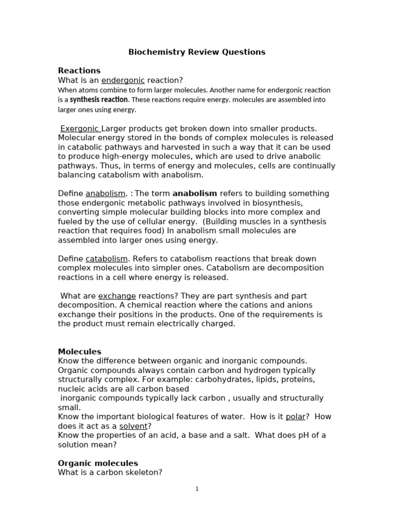 Biochemistry Study Guide | PDF | Nucleic Acids | Proteins