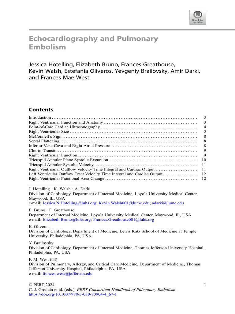 Echocardiography and Pulmonary Embolism | PDF | Echocardiography | Ventricle (Heart)
