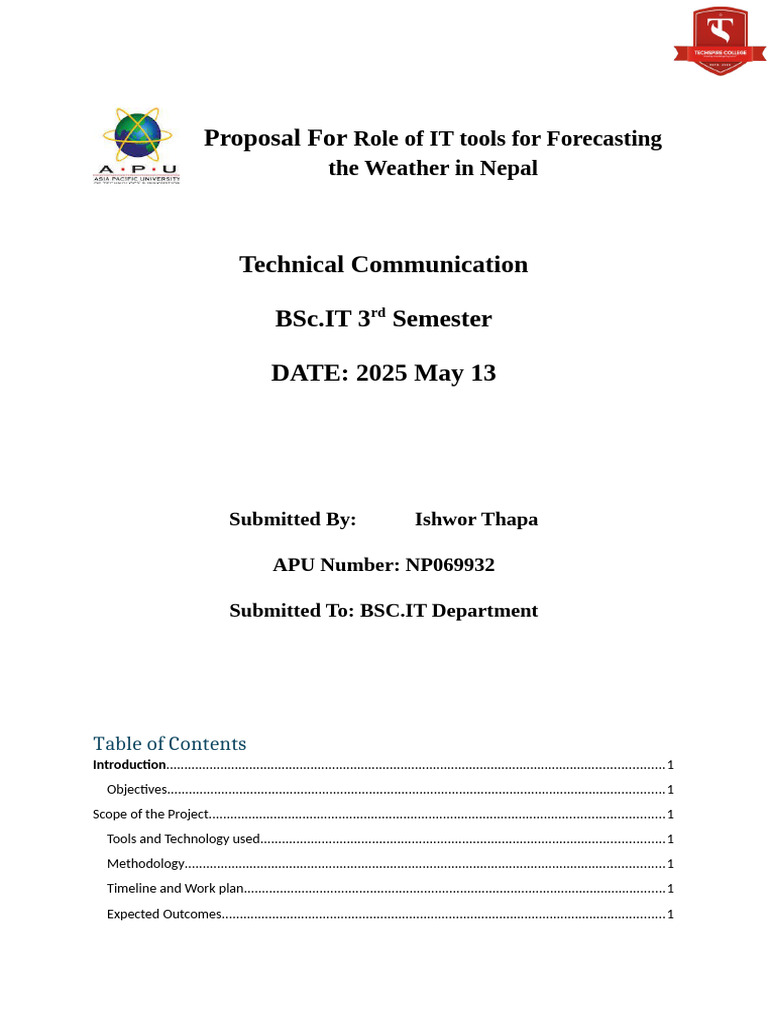24 - Proposal of Ishwor Thapa | PDF | Weather Forecasting | Meteorology