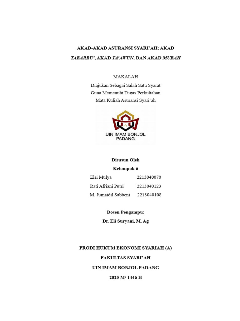 Ta'awuni dalam Akad Asuransi Syariah | PDF
