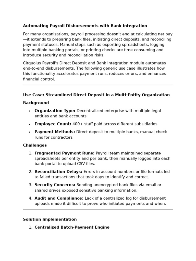Automating Payroll Disbursements With Bank Integration | PDF | Computer ...