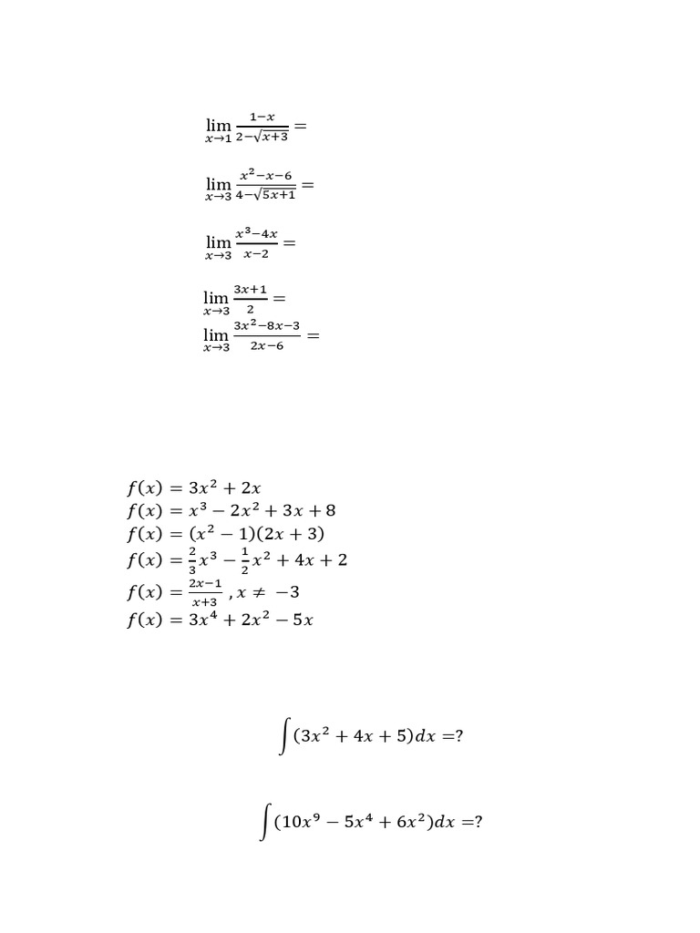 Latihan Soal Untuk Limit Turunan Integral | PDF