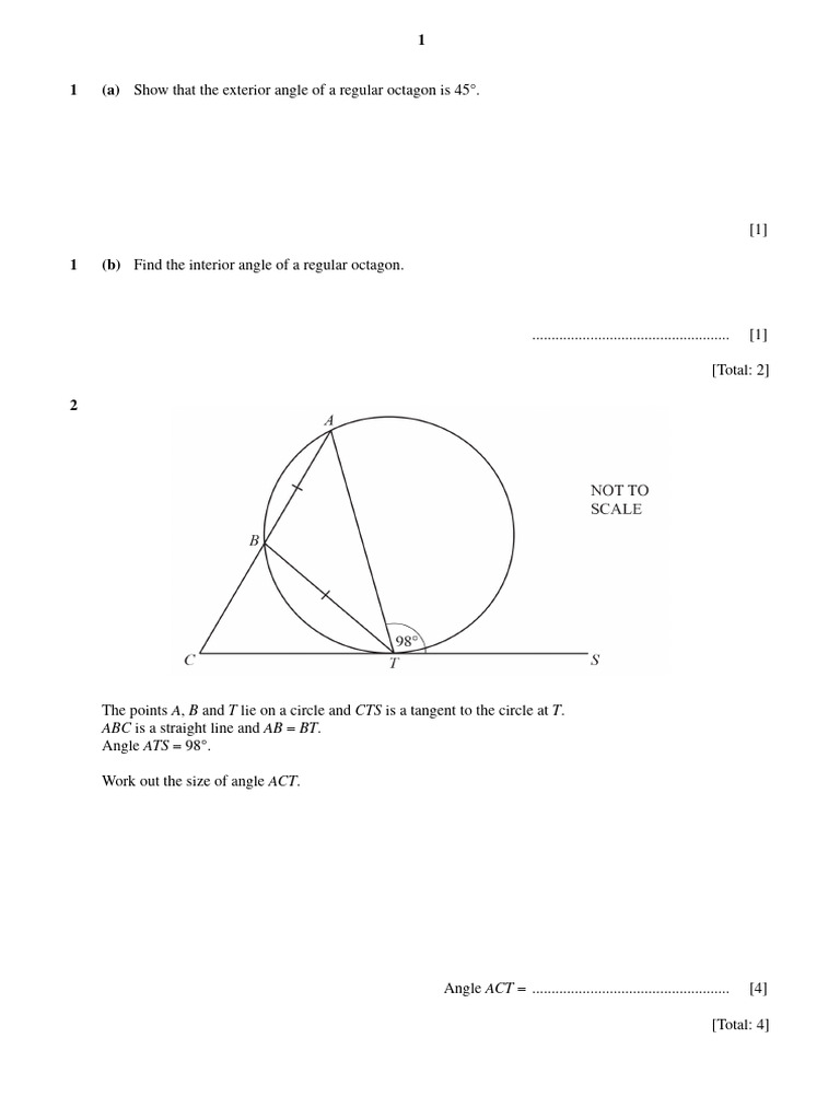 QP - Calculate Angles Using Geometrical Properties - B | PDF | Circle ...