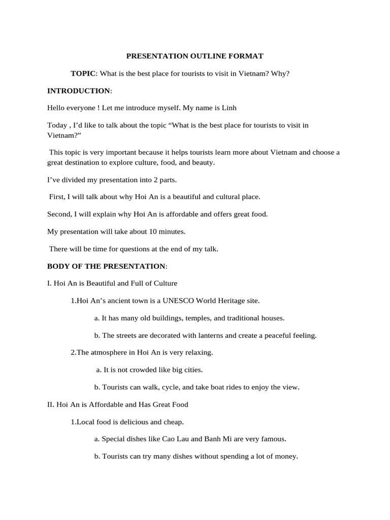 Presentation Outline Format | PDF