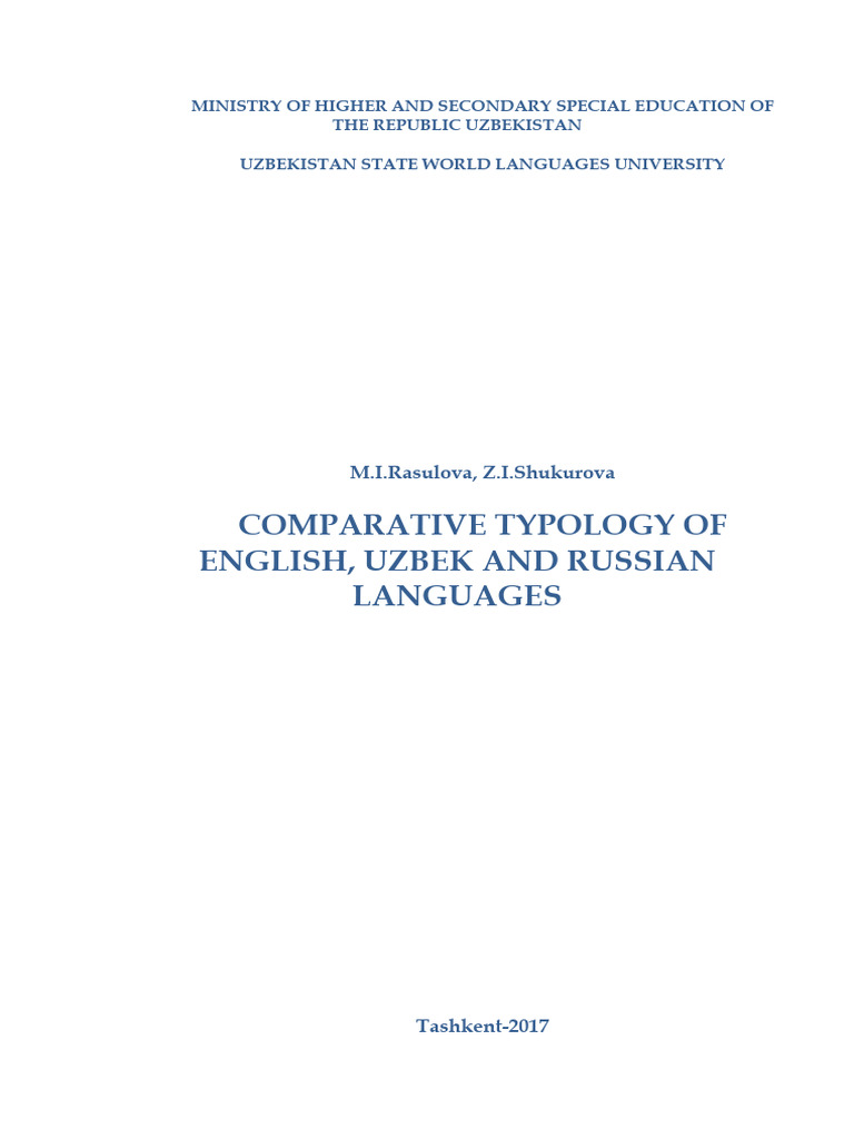 KITOBcomparative Typology of English Uzbek and Russian Languages | PDF ...