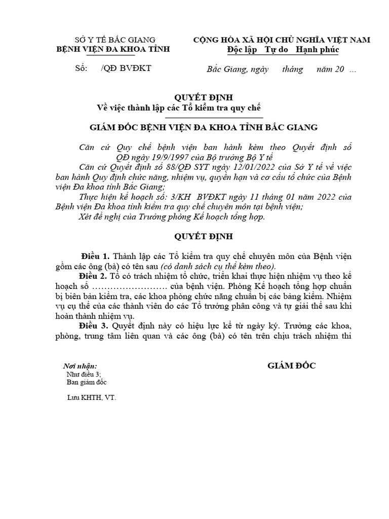 BM.KHTH.06.02 Quyet dinh thanh lap-kiện toàn to kiem tra QCCM | PDF