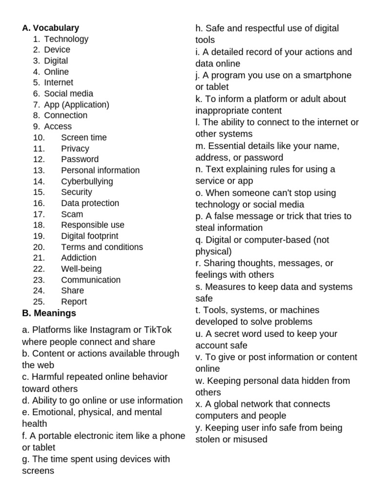 Vocabulary Unit 2 Segundo Medio | PDF | Social Media | Popular Culture ...