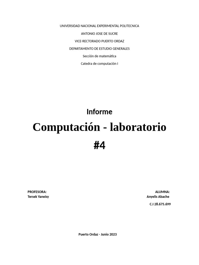 Laboratorio4 Anyelis Abache | PDF | Algoritmos | Ingeniería de software